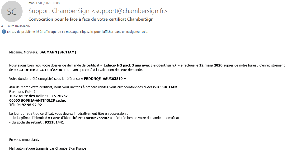 Commander un certificat | Site internet du SICTIAM